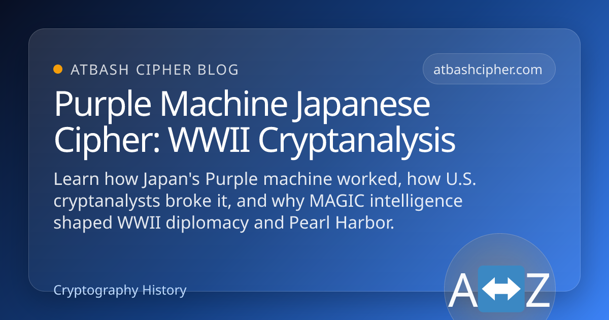 Purple Machine Japanese Cipher: WWII Cryptanalysis | Atbash Cipher Blog